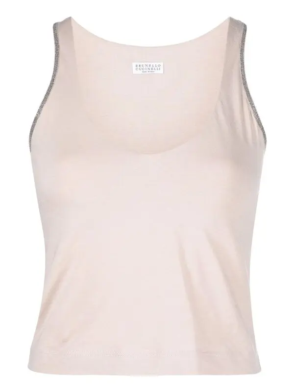 Brunello Cucinelli Monili Trim Tank Top - Neutrals