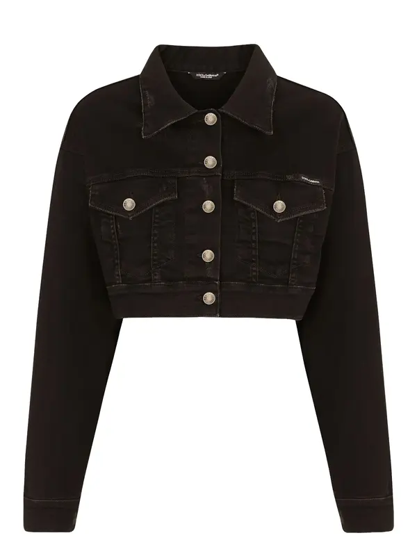 Dolce & Gabbana Cropped Denim Jacket - Black