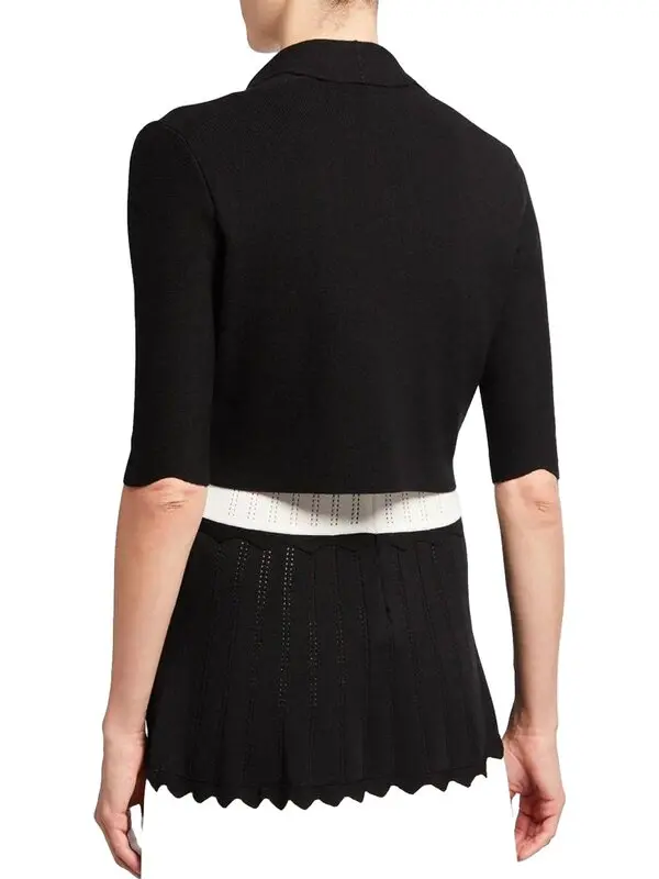 Lela Rose Scalloped Bolero Cardigan - Black