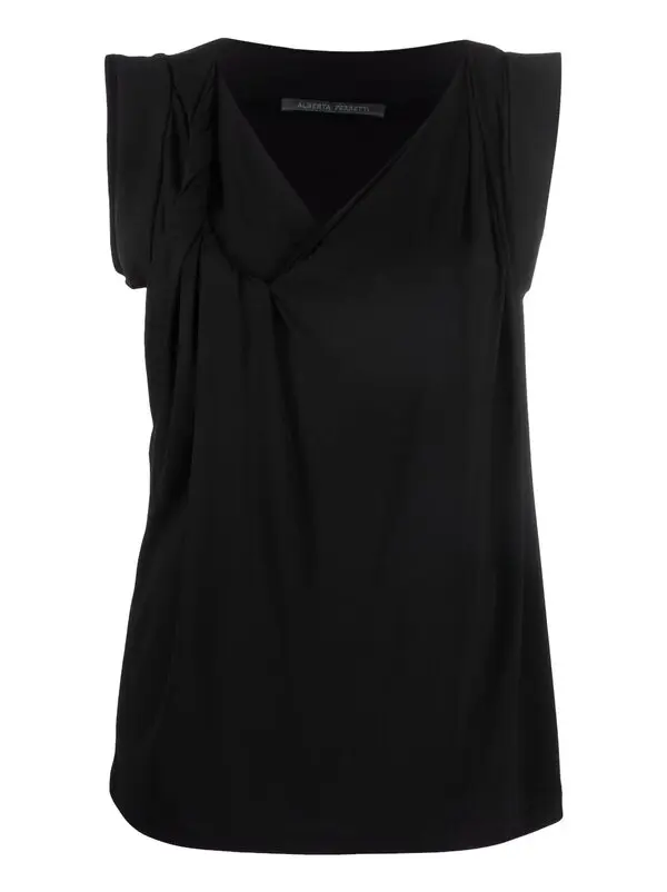 Alberta Ferretti Sleeveless V-neck Blouse - Black