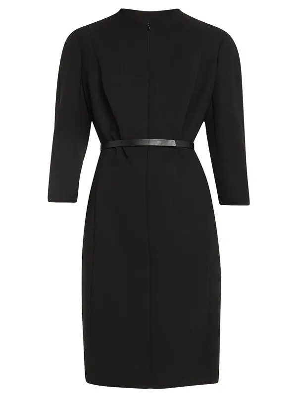 Akris Split-neck Double-face Wool Sheath Dress - Black