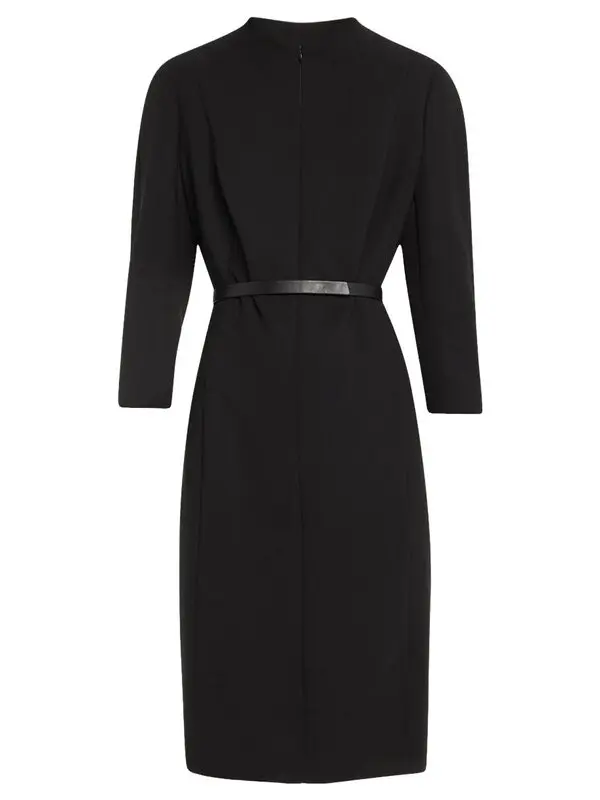 Akris Split-neck Double-face Wool Sheath Dress - Black