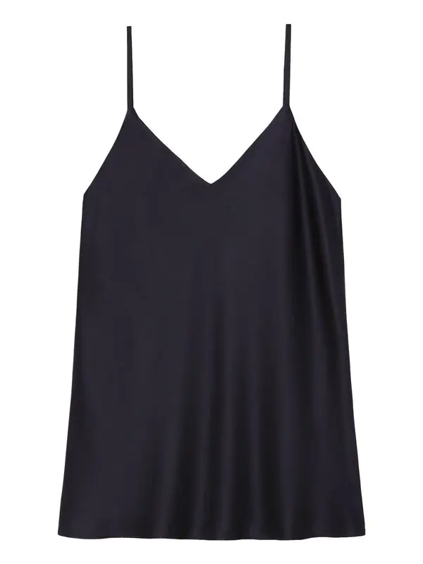 Lafayette 148 New York Silk Charmeuse Bias Tank - Navy
