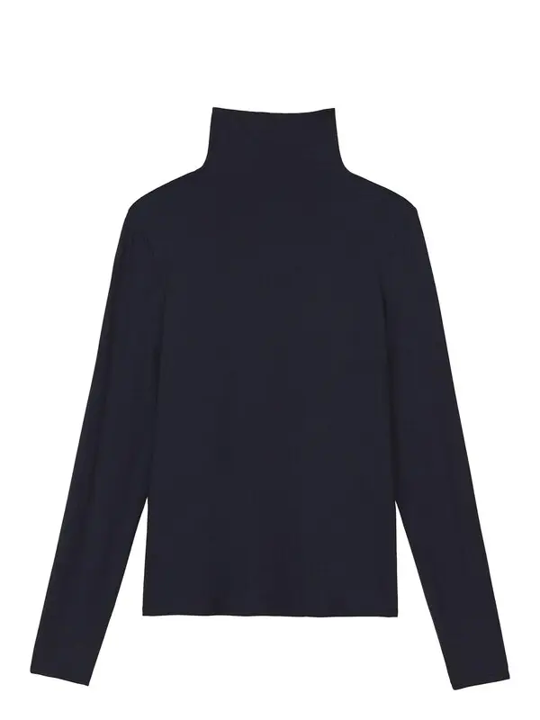 Lafayette 148 New York Jersey Fitted Turtleneck Top - Navy