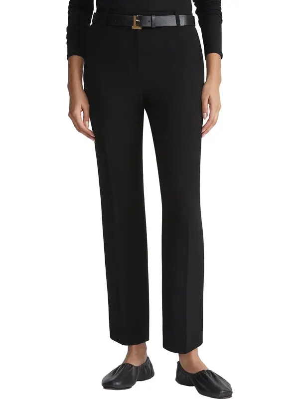 Lafayette 148 New York Petite Crepe Straight Leg Ankle Pants - Black