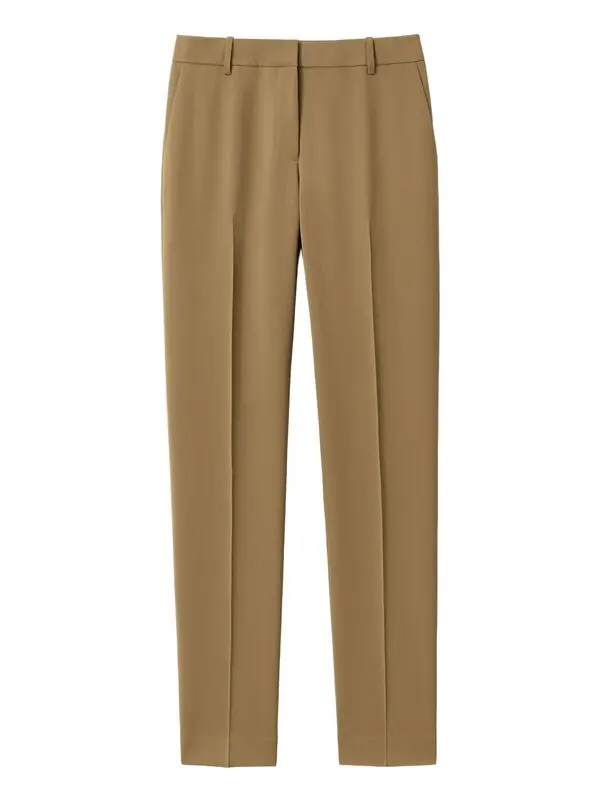 Lafayette 148 New York Petite Crepe Straight Leg Ankle Pants - Khaki Green