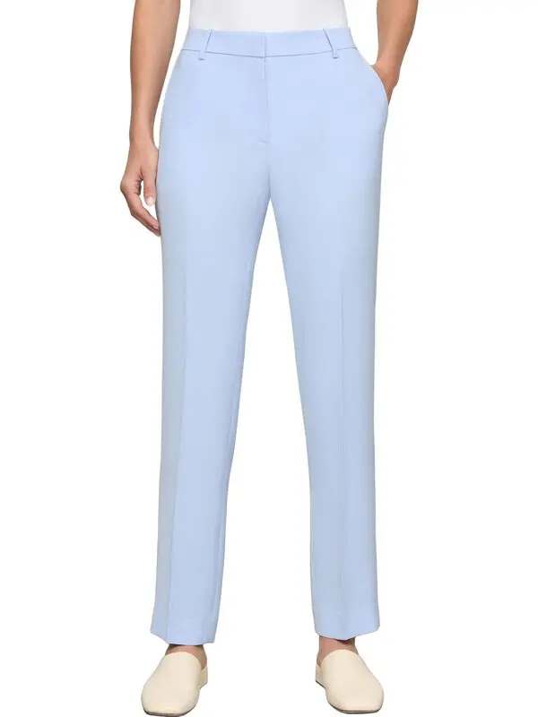 Lafayette 148 New York Petite Crepe Straight Leg Ankle Pants - Skyline Blue