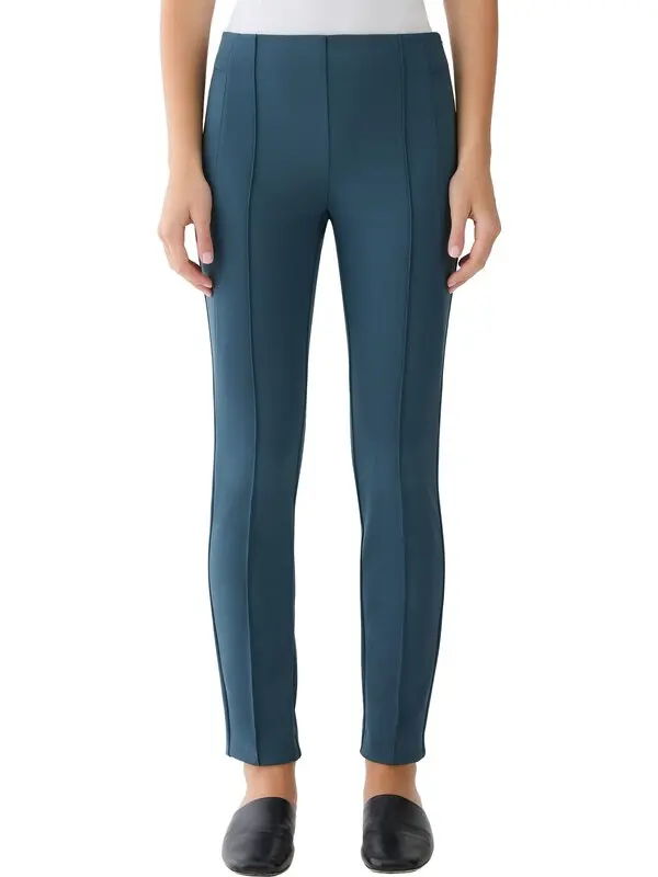Lafayette 148 New York Stretch High Rise Slim Ankle Pants - Petrol