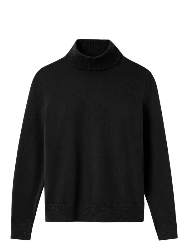 Lafayette 148 New York Cashmere Fitted Turtleneck Sweater - Black