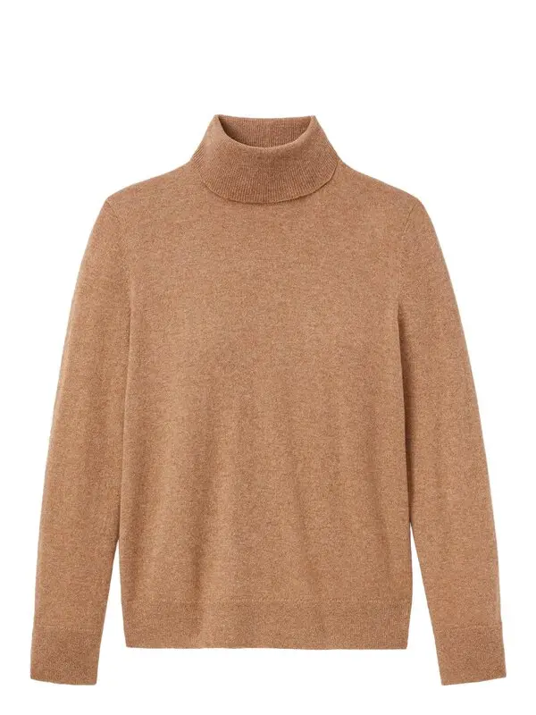 Lafayette 148 New York Cashmere Fitted Turtleneck Sweater - Cammello Melange