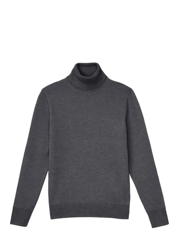 Lafayette 148 New York Cashmere Fitted Turtleneck Sweater - Graphite Melange