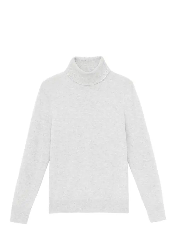 Lafayette 148 New York Cashmere Fitted Turtleneck Sweater - Grey Heather