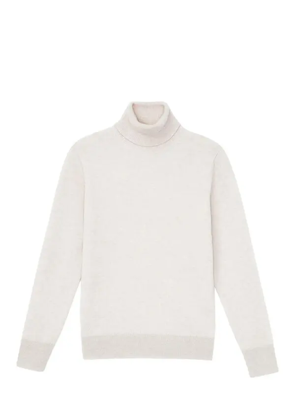 Lafayette 148 New York Cashmere Fitted Turtleneck Sweater - Oatmeal Melange