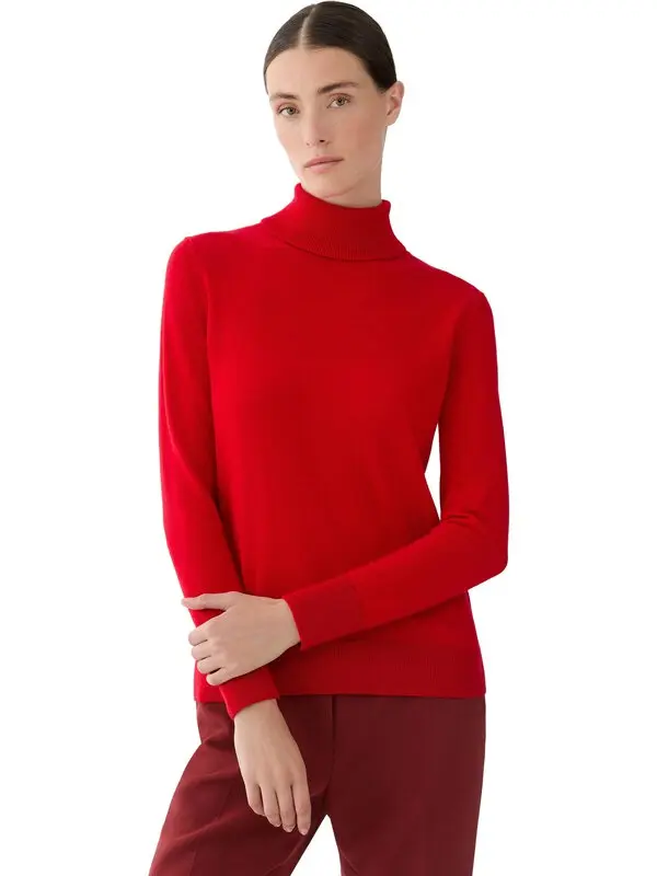 Lafayette 148 New York Cashmere Fitted Turtleneck Sweater - Red Willow