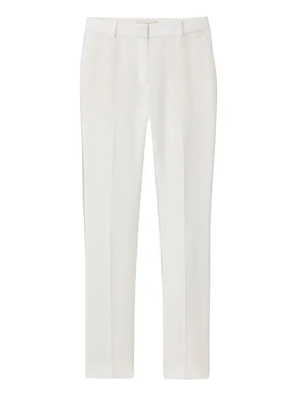 Lafayette 148 New York Crepe High Rise Straight Leg Ankle Pants - Cloud