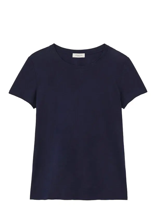 Lafayette 148 New York Cotton Jersey Crewneck T-shirt - Blue Ink