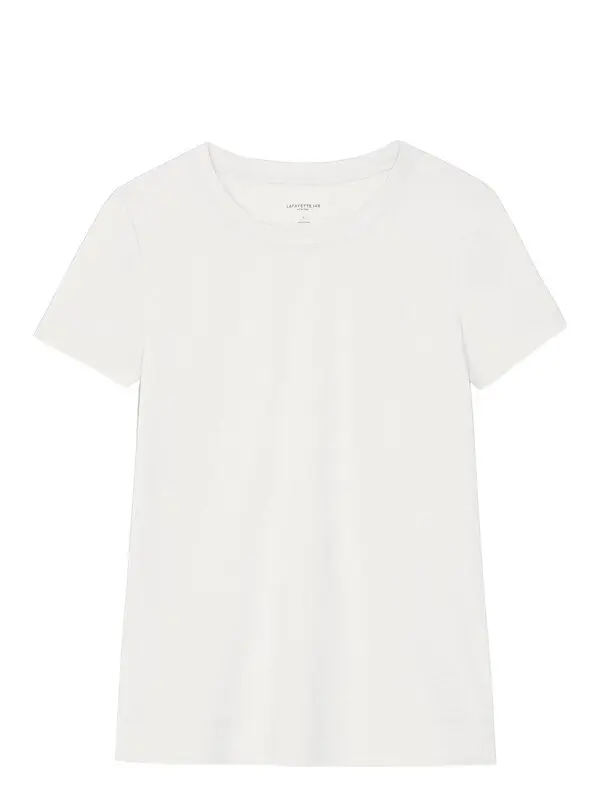 Lafayette 148 New York Cotton Jersey Crewneck T-shirt - White