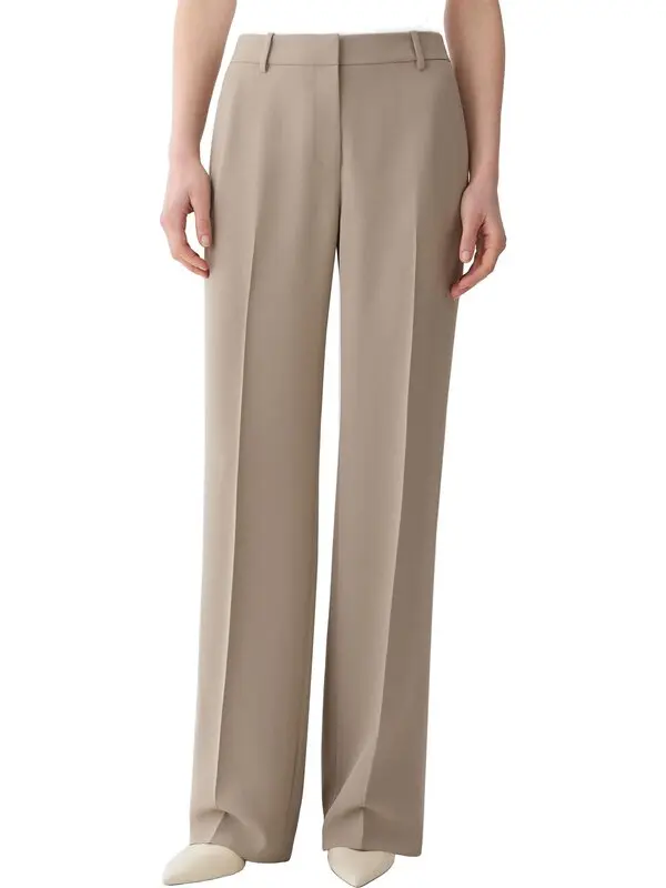 Lafayette 148 New York High-rise Straight-leg Crepe Pants - Hickory