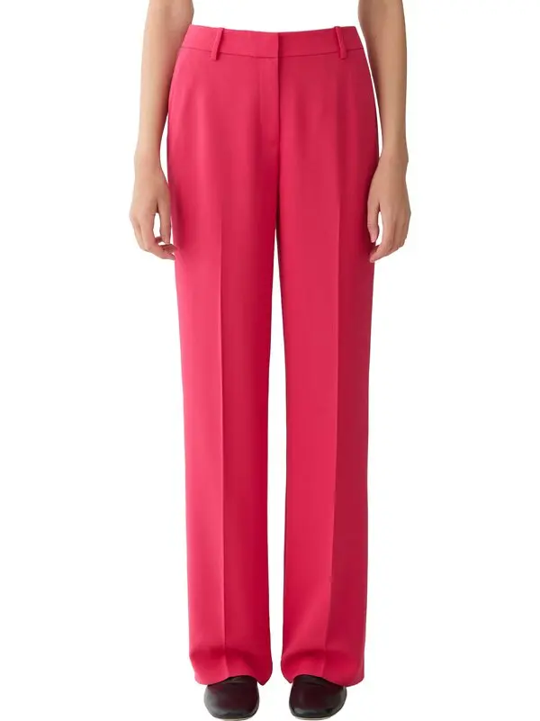 Lafayette 148 New York High-rise Straight-leg Crepe Pants - Pink Peony