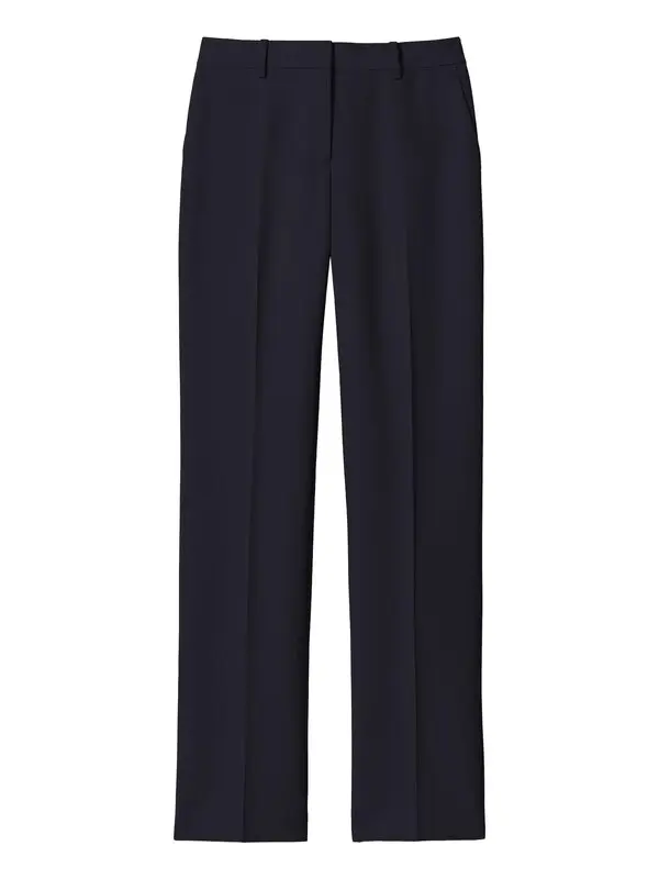 Lafayette 148 New York Crepe High-rise Straight-leg Pants - Blue Ink