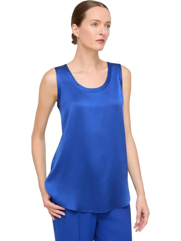 Lafayette 148 New York Silk Reversible Sleeveless Blouse - Galaxy Blue