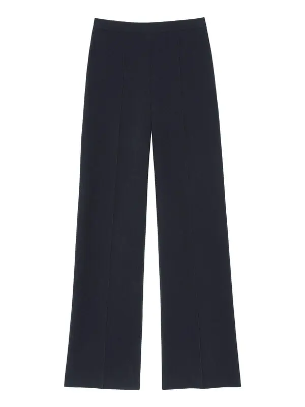 Lafayette 148 New York Cashmere Silk Double Knit Relaxed Fit Pants - Blue Ink