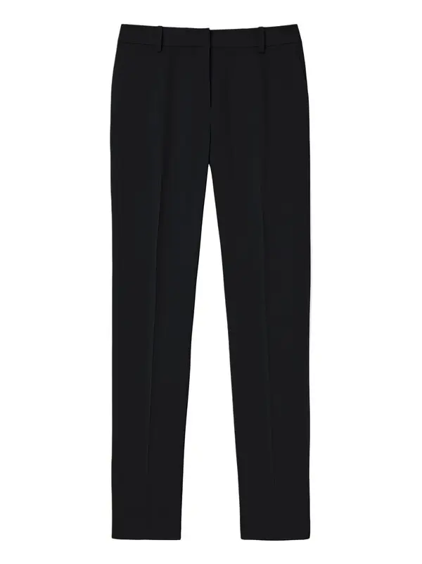 Lafayette 148 New York Crepe High Rise Straight Leg Ankle Pants - Black