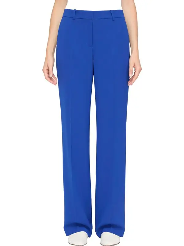 Lafayette 148 New York Crepe High-rise Straight-leg Pants - Galaxy Blue