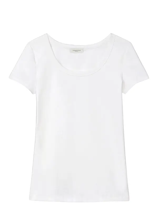Lafayette 148 New York Cotton Rib Scoop-neck T-shirt - White