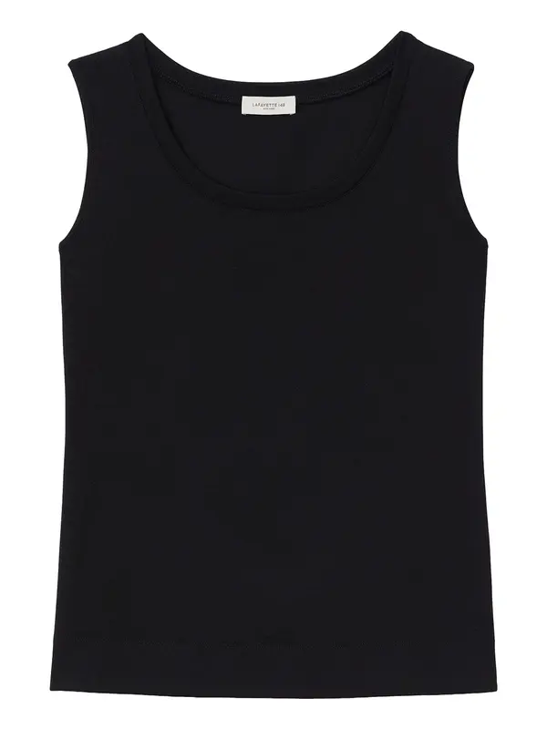 Lafayette 148 New York Cotton Rib Tank Top - Black