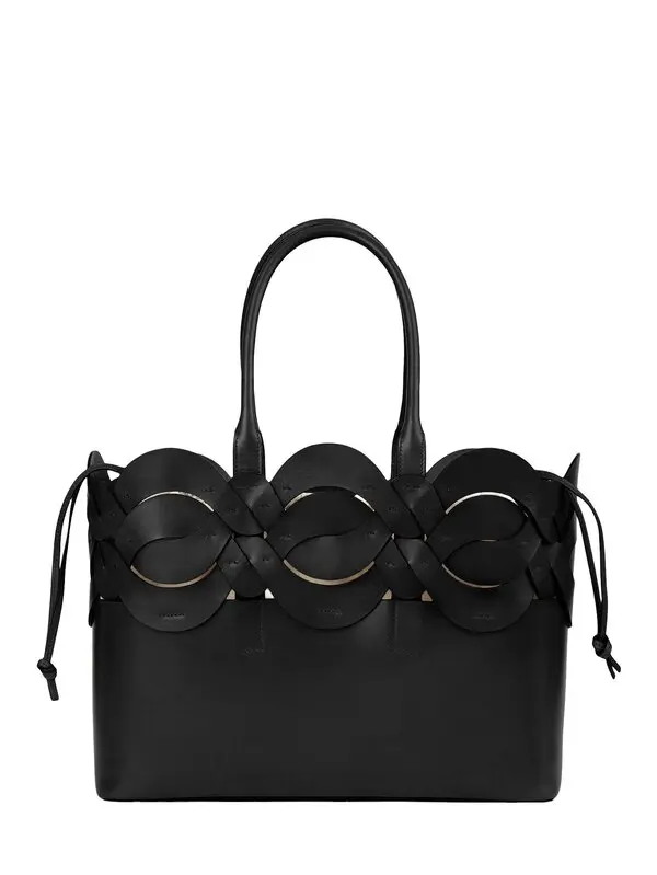 Lafayette 148 New York Vachetta Leather 8 Knot Large Tote Bag - Black