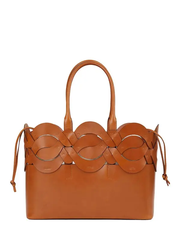Lafayette 148 New York Vachetta Leather 8 Knot Large Tote Bag - Copper