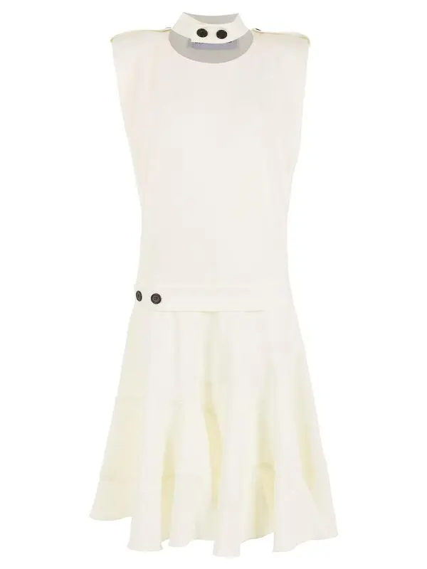 GLORIA COELHO Two-tone Button-detailed Dress - White