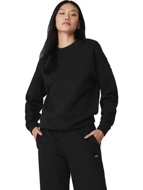 Alo Yoga Renown Heavy Weight Crewneck Pullover Top - Black