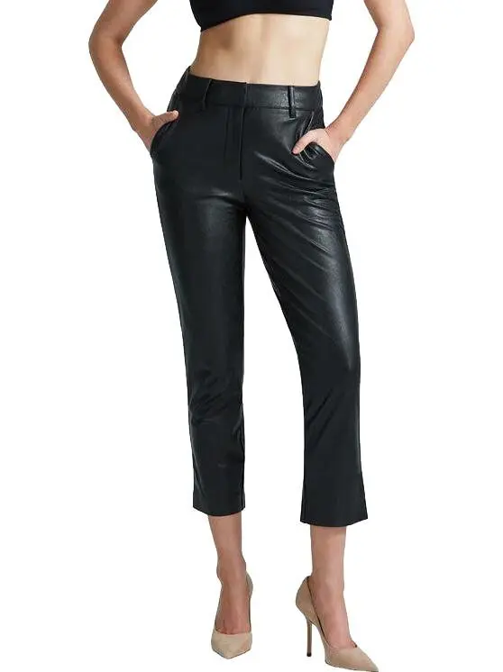 Commando Tapered Faux Leather Crop Pants - Black