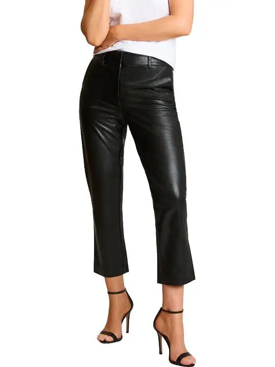 Commando Tapered Faux Leather Crop Pants - Black