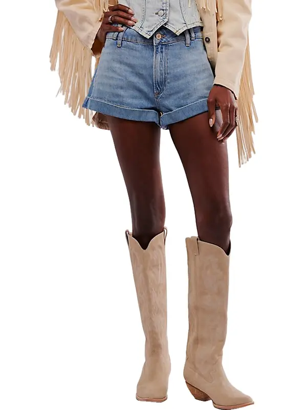Jeffrey Campbell Finn Tall Western Boots - Beige Suede