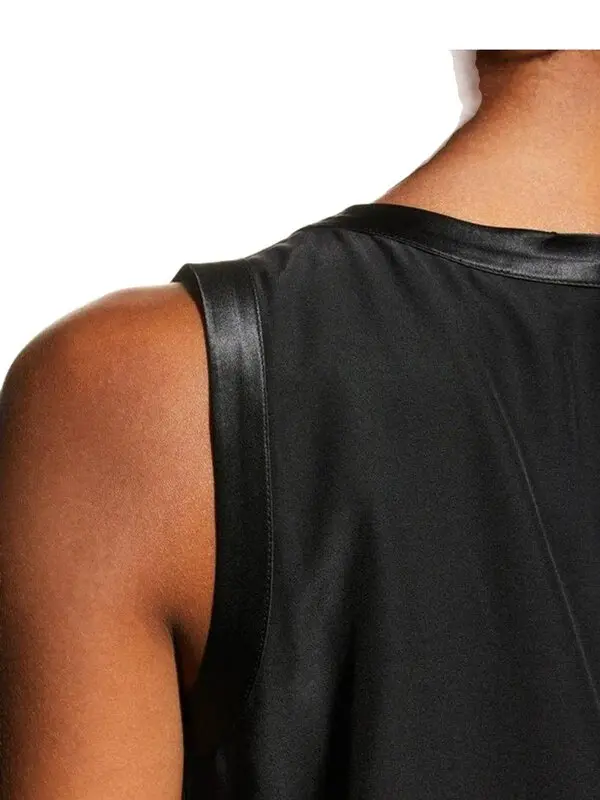 Lafayette 148 New York Reversible Silk Charmeuse Shell - Black