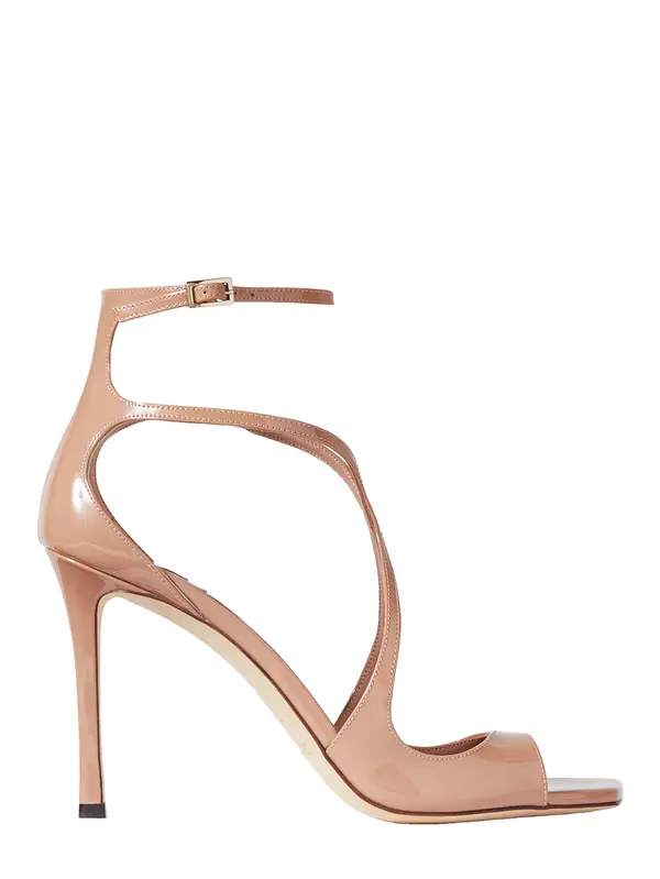 JIMMY CHOO Azia 95 Patent-leather Sandals - Neutrals