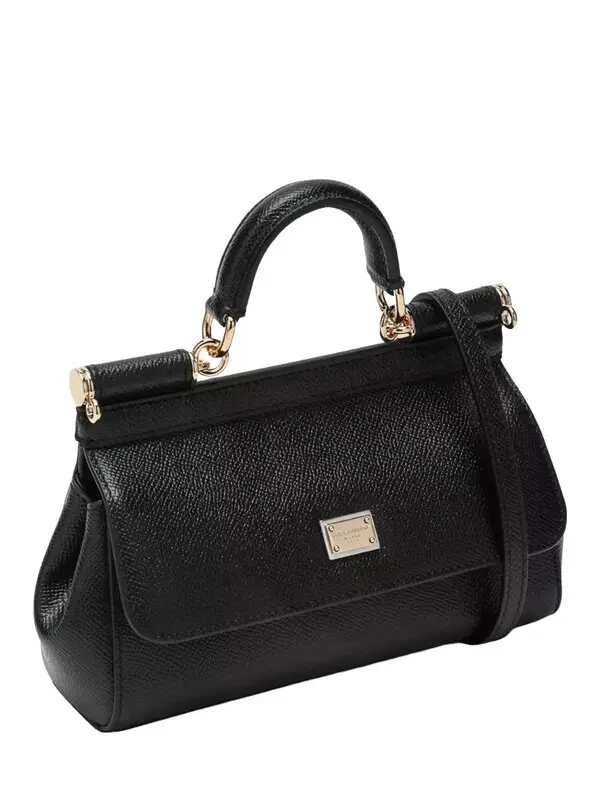 Dolce & Gabbana Mini Sicily Handbag In Dauphine Calfskin - Black