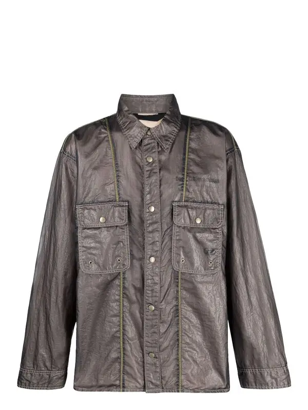 DIESEL® Metallic Shirt Jacket With Contrast Stitching - Grey