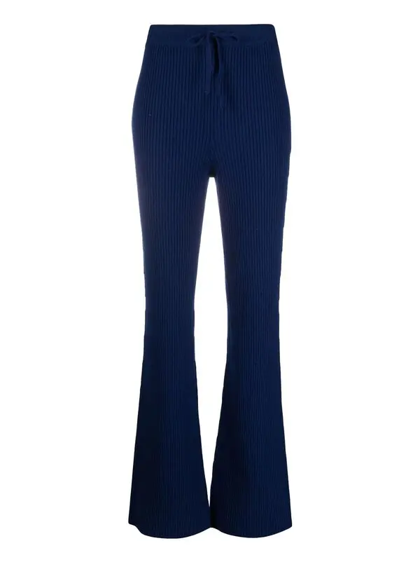 Alberta Ferretti Ribbed-knit Flared Trousers - Blue