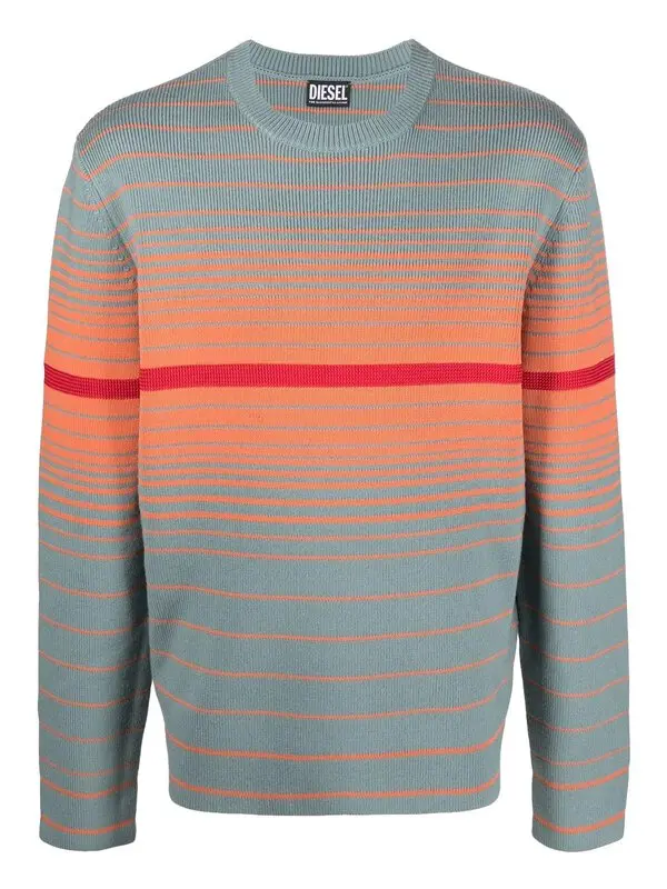 DIESEL® Knitted Striped Jumper - Grey