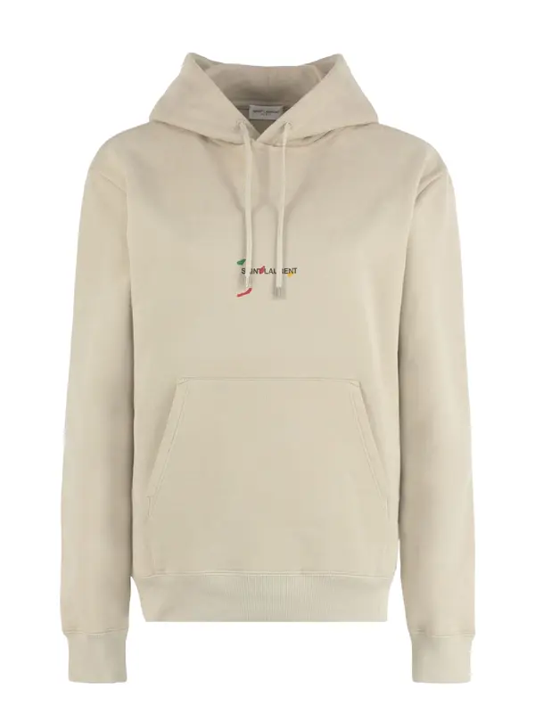 Saint Laurent Logo-print Hoodie - Neutrals