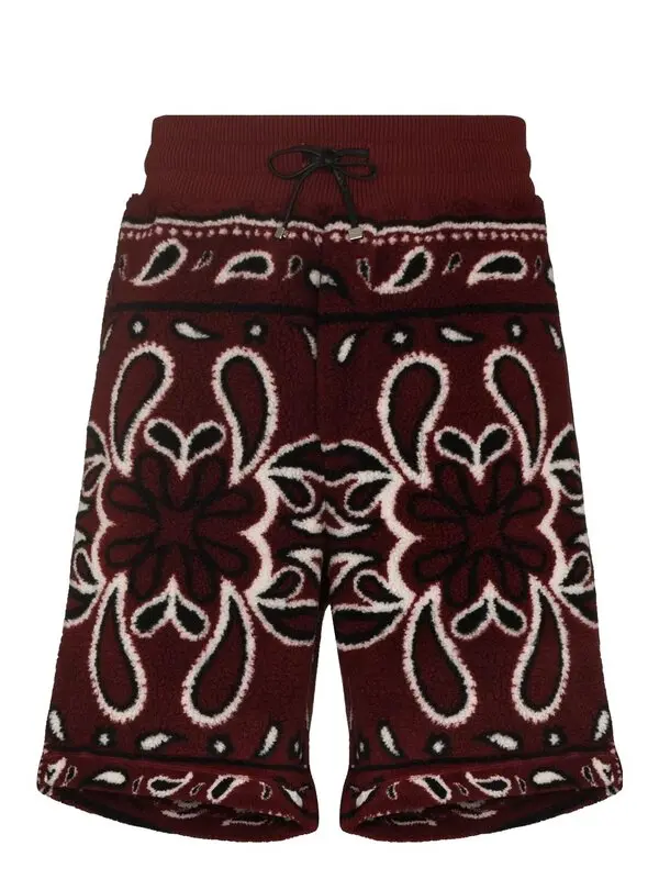 Amiri Bandana Print Fleece Track Shorts - Red