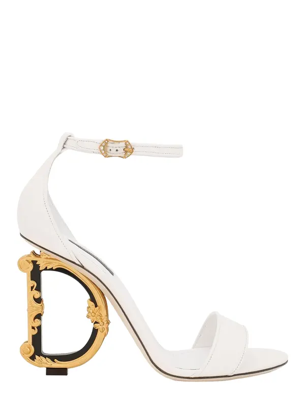 Dolce & Gabbana Baroque Dg 105mm Leather Sandals - White