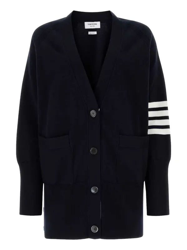 Thom Browne 4-bar Knitted Cardigan - Blue