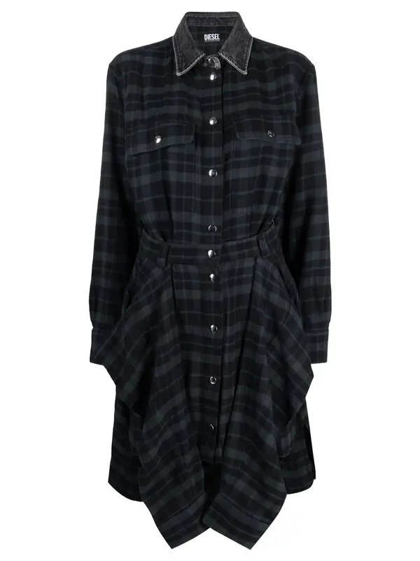 DIESEL® Janice Checked Shirt Dress - Black