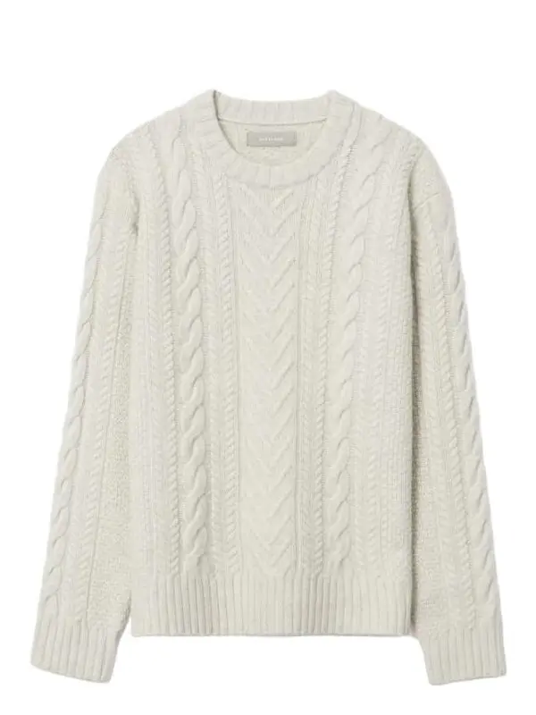 Everlane Felted Merino Cable-knit Crewneck Sweater - Heathered Oat