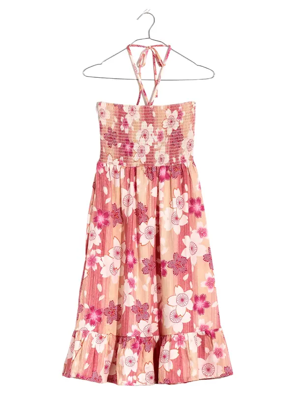 Madewell Mw Warm Smocked Floral Midi Dress - Pink Ombre Petals